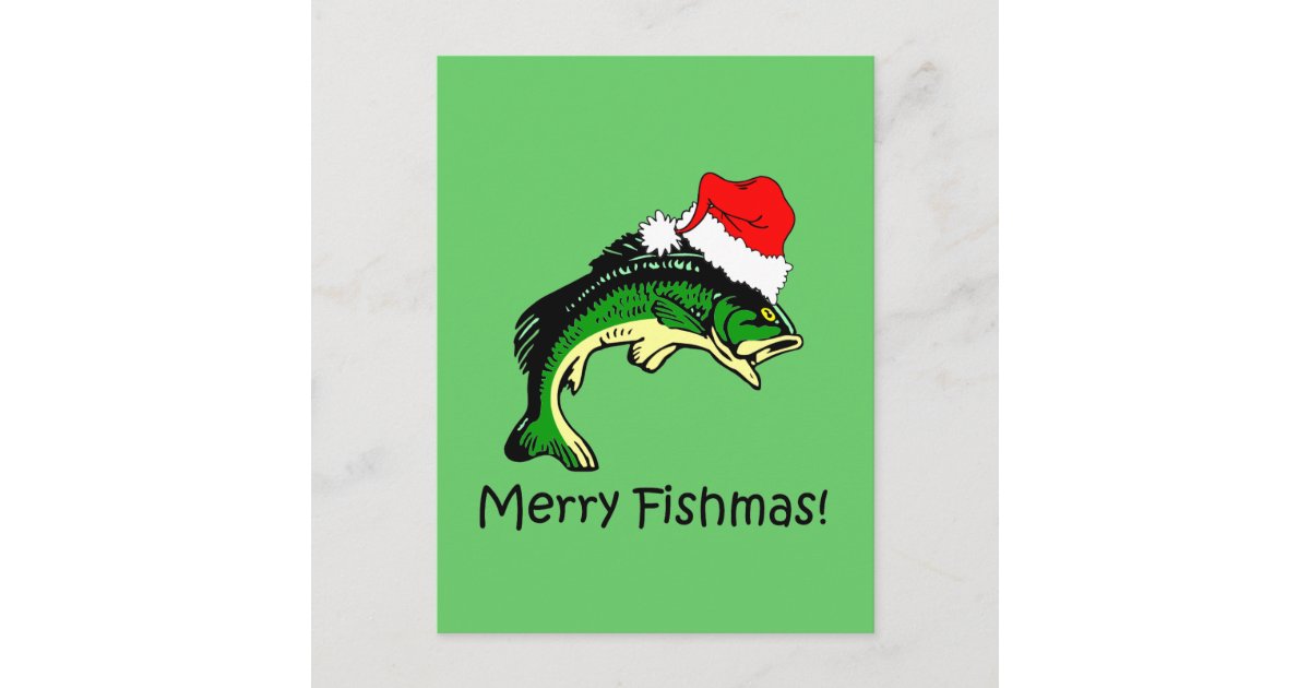 Funny fishing Christmas Holiday Postcard | Zazzle