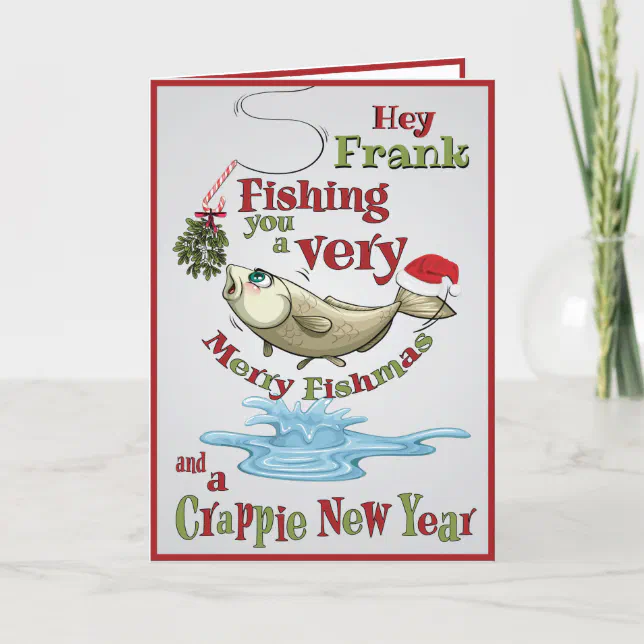 Funny Fishing Christmas - Merry Fishmas Mistletoe Holiday Card | Zazzle