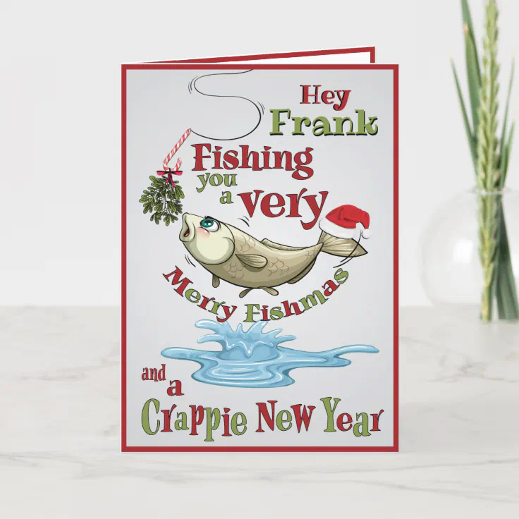 Funny Fishing Christmas - Merry Fishmas Mistletoe Holiday Card | Zazzle