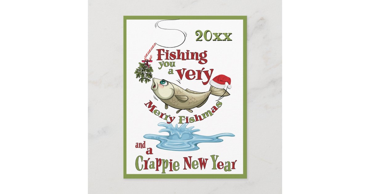 Funny Fishing Christmas - Merry Fishmas Mistletoe Postcard | Zazzle