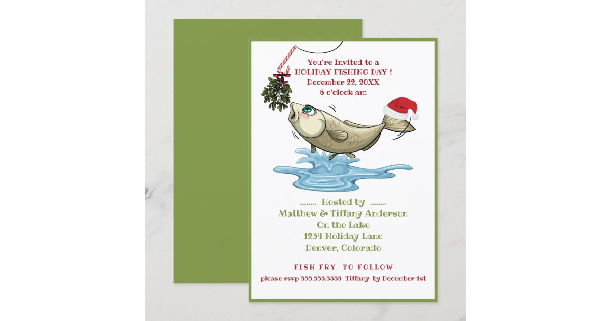 Funny Fishing Christmas Party Invitation | Zazzle