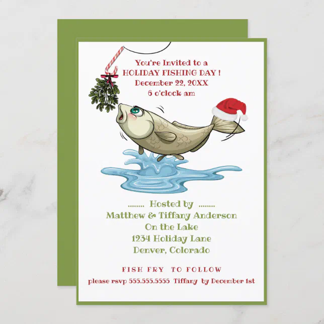 Funny Fishing Christmas Party Invitation | Zazzle