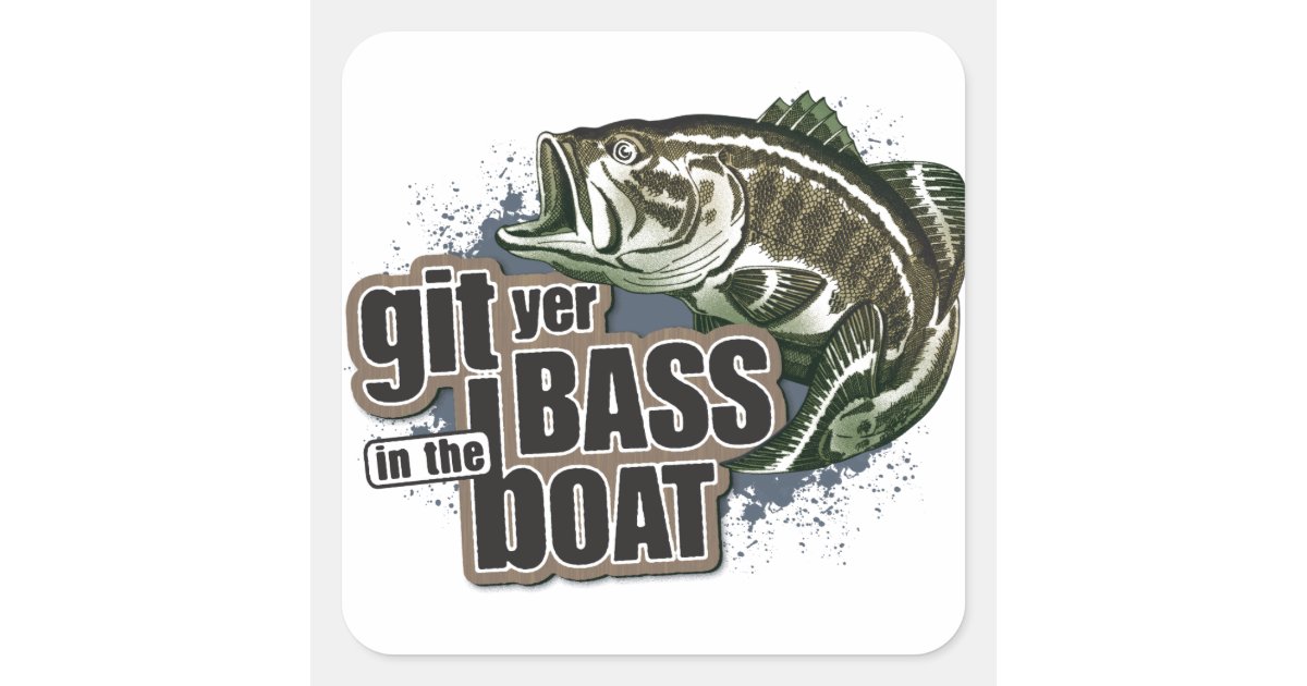 Funny Fishing Square Sticker | Zazzle