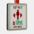 Funny Fitmas Merry Christmas Fitness Pun Metal Ornament | Zazzle