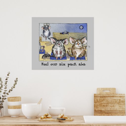Funny Fitness Cartoon Poster Print Gray | Zazzle