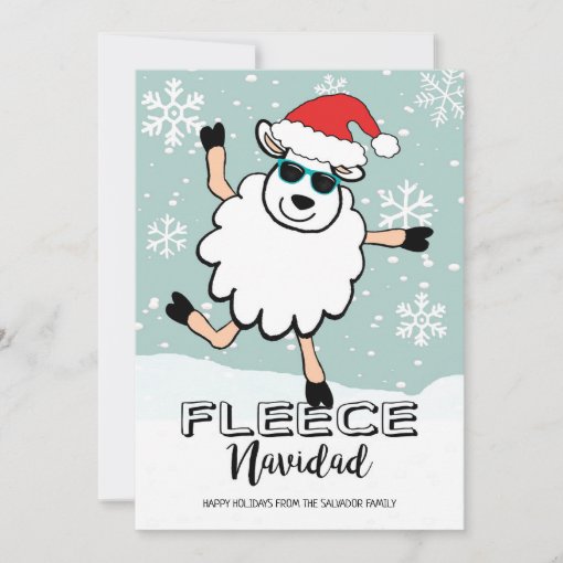 Funny Fleece Navidad Dancing Sheep Santa Christmas Holiday Card | Zazzle