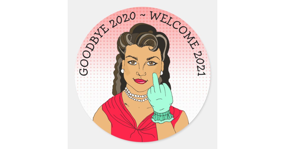 Funny Flipping the Bird Ethnic Retro Lady Classic Round Sticker | Zazzle