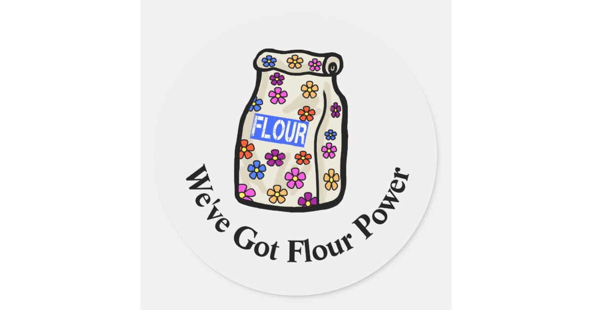 Funny Flour Power Baking Stickers | Zazzle