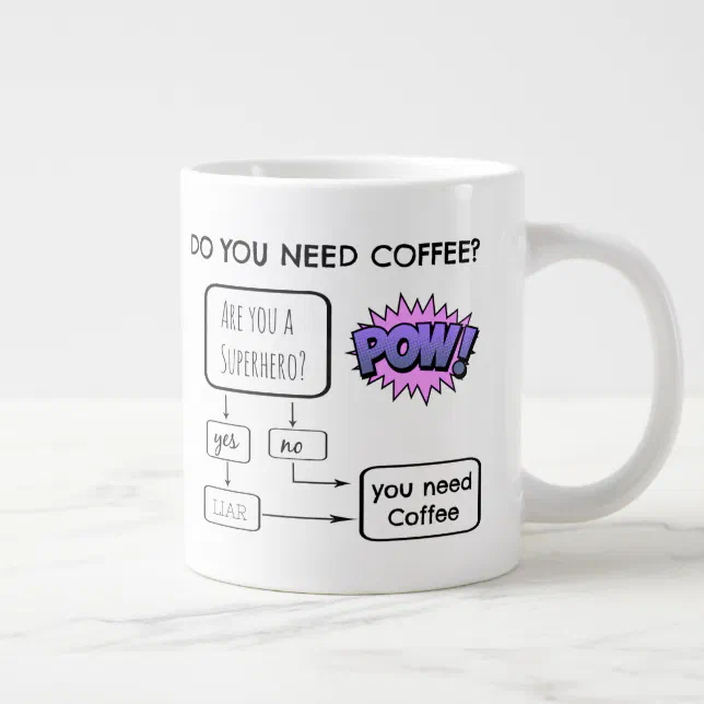 Funny Flow Chart, Do you need coffee? Giant Coffee Mug | Zazzle