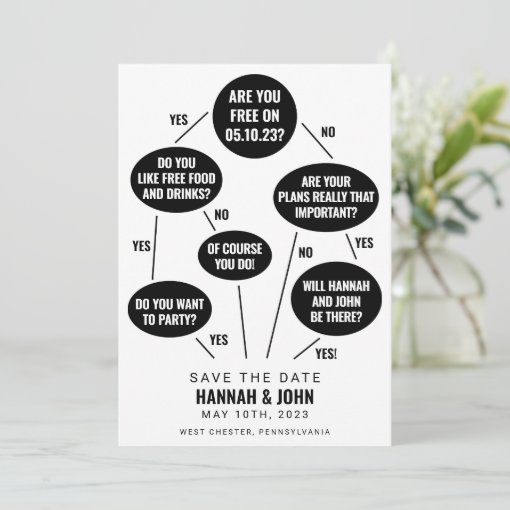 Funny Flow Chart Wedding Save the Date | Zazzle