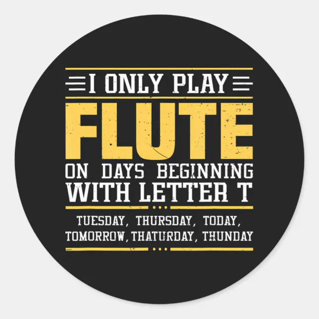 Funny Flute Player Flutist Classic Round Sticker | Zazzle