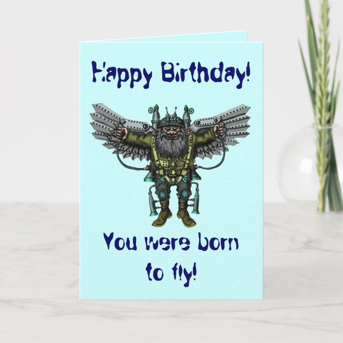 Funny flying guy happy birthday card | Zazzle.com