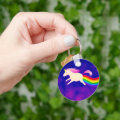 Funny Flying Unicorn Farting a Rainbow Keychain | Zazzle