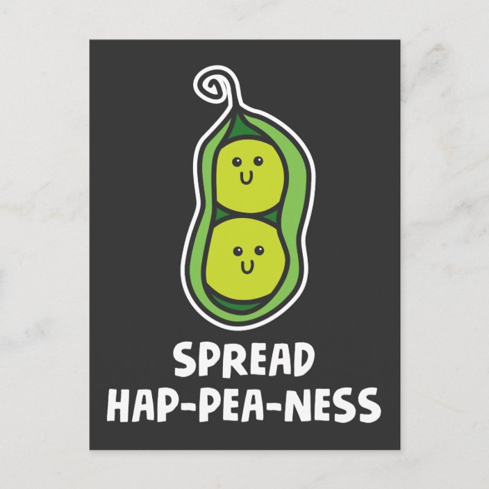 Funny Food Pun Pea Cute Vegetable Joke Happiness Postcard | Zazzle.com