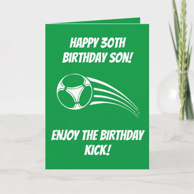 Funny Football Green Son 30th Birthday Card | Zazzle