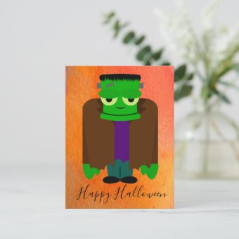 Funny franken monster Halloween theme Postcard | Zazzle