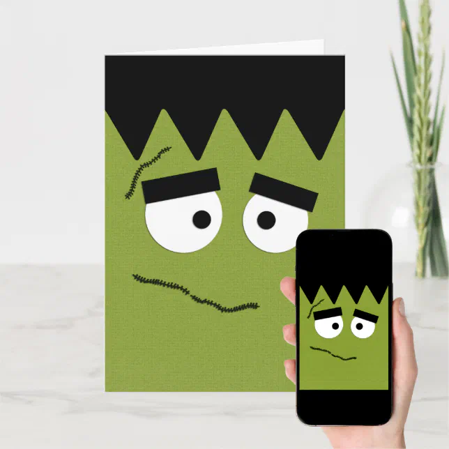 Funny Frankenstein Face for Halloween Card | Zazzle