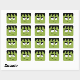 Funny Frankenstein Face for Halloween Square Sticker | Zazzle