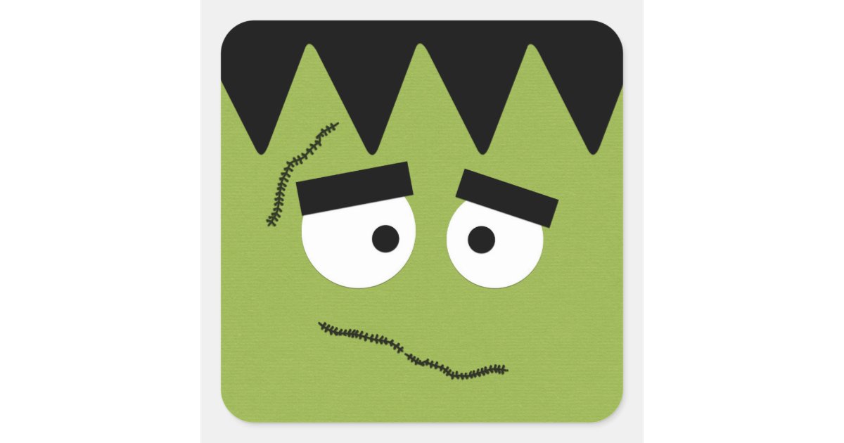 Funny Frankenstein Face for Halloween Square Sticker | Zazzle
