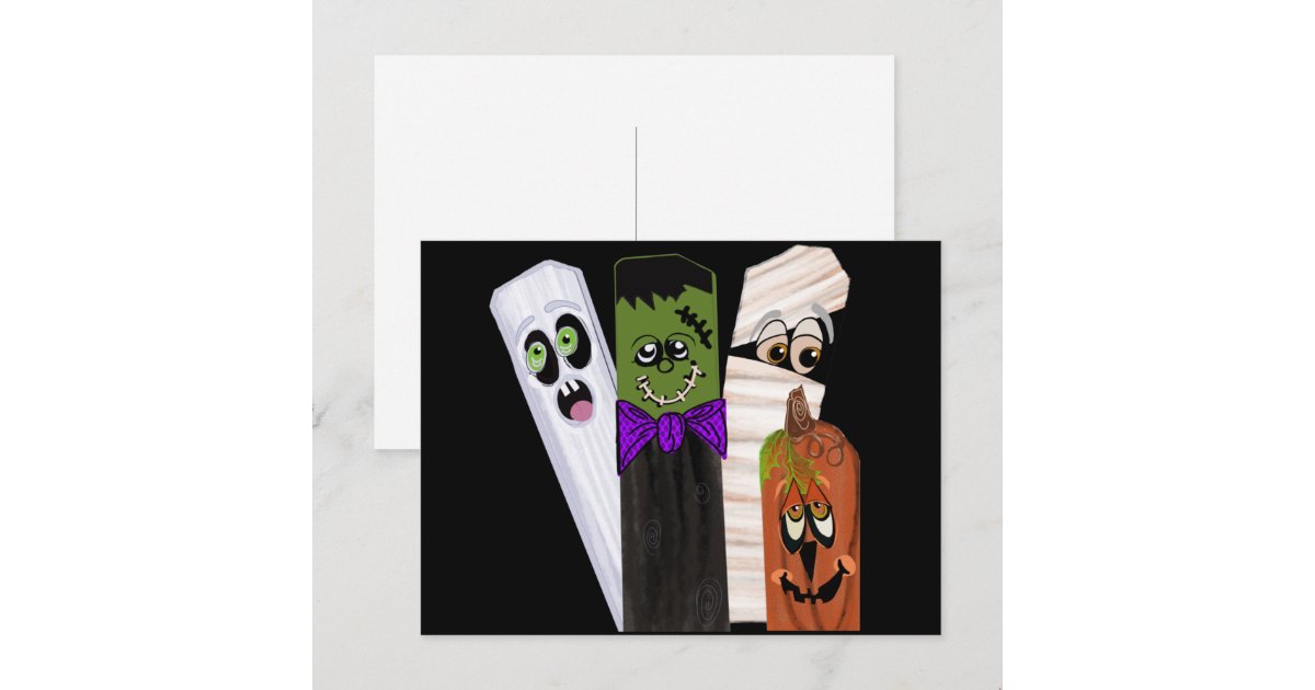 Funny Frankenstein Ghost Pumpkin Invisible Man Postcard | Zazzle