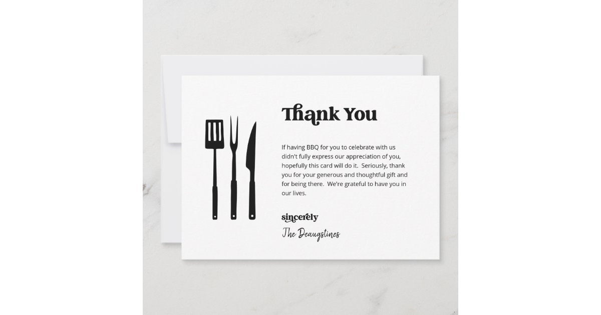 Funny Free BBQ Wedding Thank You Card | Zazzle