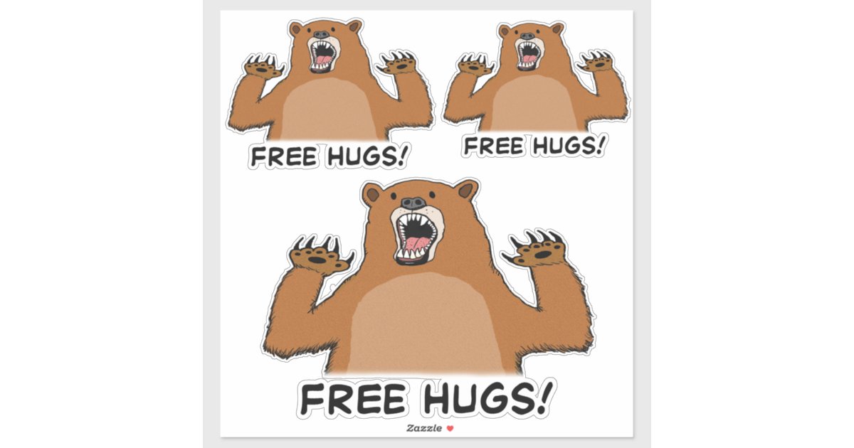 Funny Free Bear Hugs Sticker | Zazzle