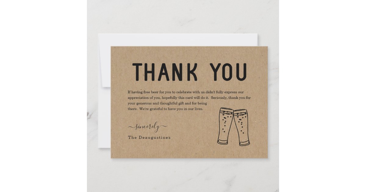 Funny Free Beer Thank You Card | Zazzle