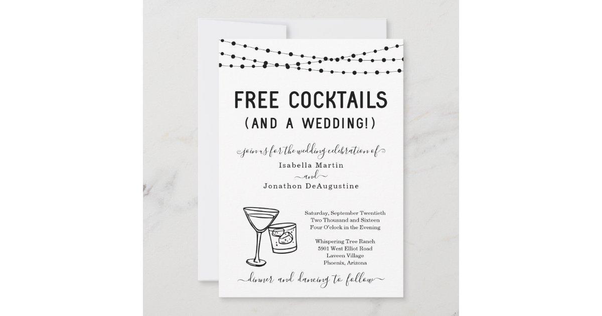 Funny Free Cocktails and a Wedding Invitation | Zazzle.com