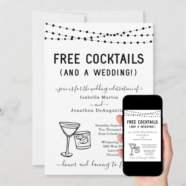 Funny Free Cocktails and a Wedding Invitation | Zazzle