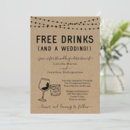 Funny Free Drinks and a Wedding Invitation | Zazzle