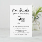 Funny Free Drinks and a Wedding Invitation | Zazzle
