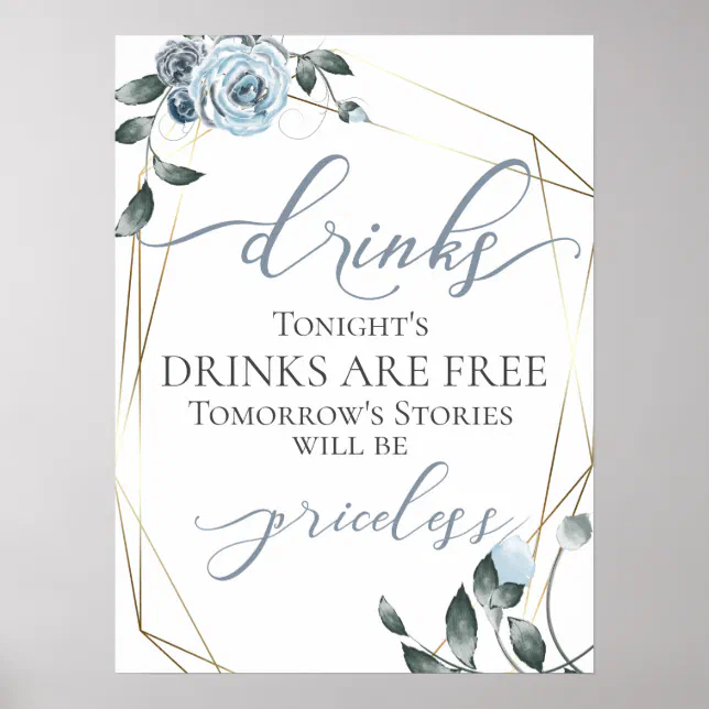 Funny Free Drinks Bar Menu Sign | Zazzle