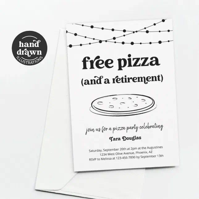 Funny Free Pizza & a Retirement Party Invitation | Zazzle