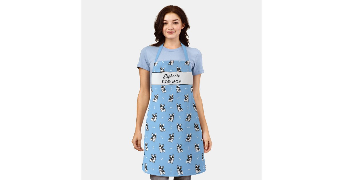 Funny French Bull Dog Frenchie Pattern Custom Apron | Zazzle
