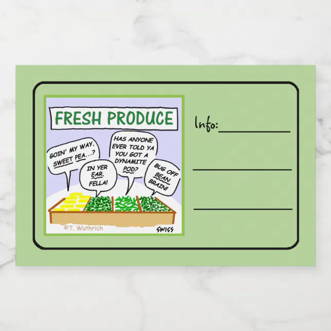 Funny Fresh Vegetables Cartoon Home Canning Food Label | Zazzle
