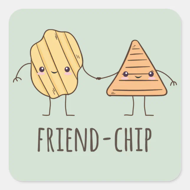 Funny Friend-chip potato chips Square Sticker | Zazzle