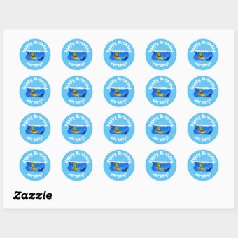 Funny frilled neck lizard surfing cartoon classic round sticker | Zazzle