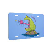 Funny frog and fly cartoon license plate | Zazzle