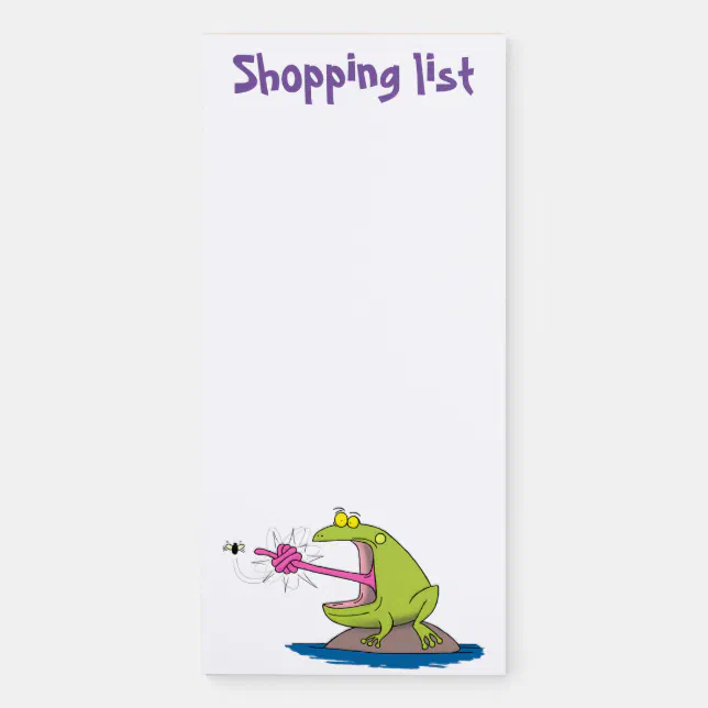 Funny frog and fly cartoon magnetic notepad | Zazzle