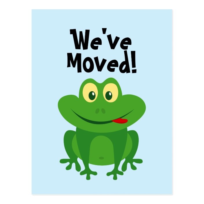 Funny frog cartoon change of address we've moved postcard | Zazzle.com