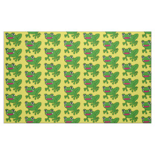 Funny Frog Cartoon Character Seamless Pattern Fabric | Zazzle