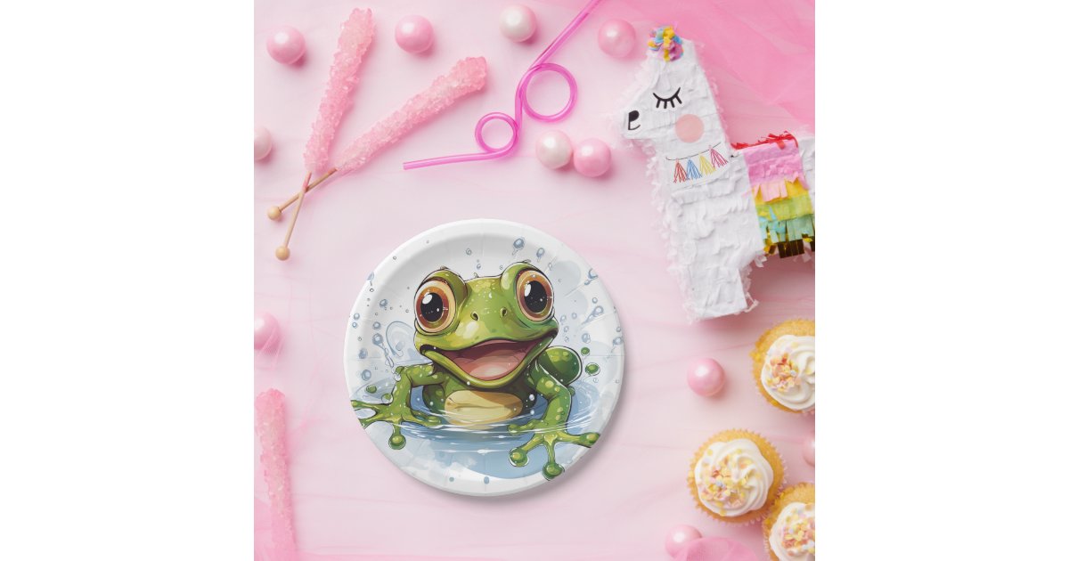 Funny frog paper plates | Zazzle