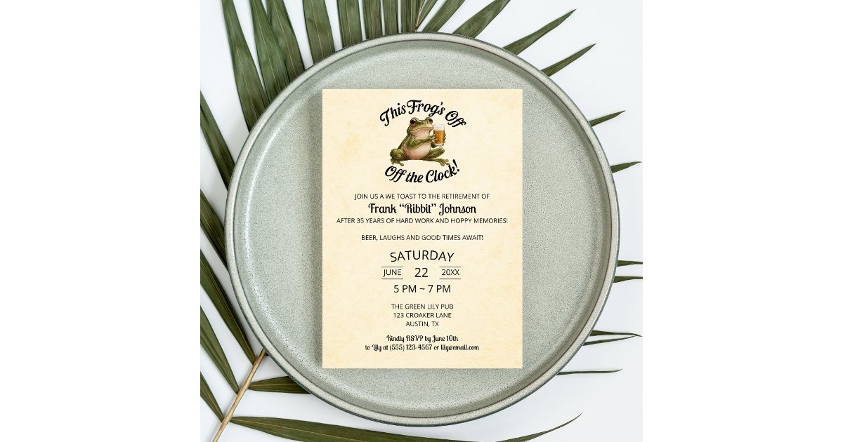 Funny Frog Retirement Beer Party Invitation | Zazzle