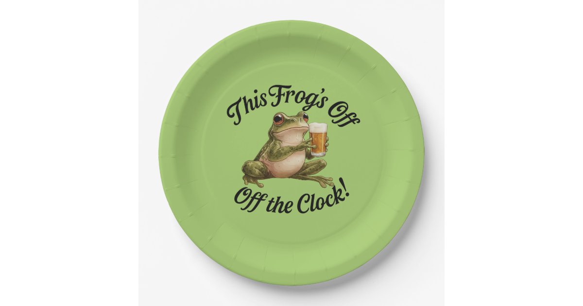 Funny Frog Retirement Party Green Design Paper Plates | Zazzle
