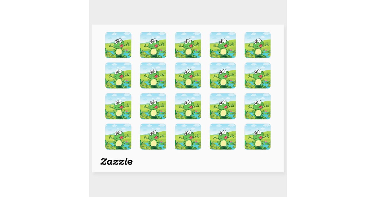 Funny Frog Square Sticker | Zazzle
