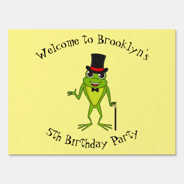 Funny frog with top hat cartoon sign | Zazzle