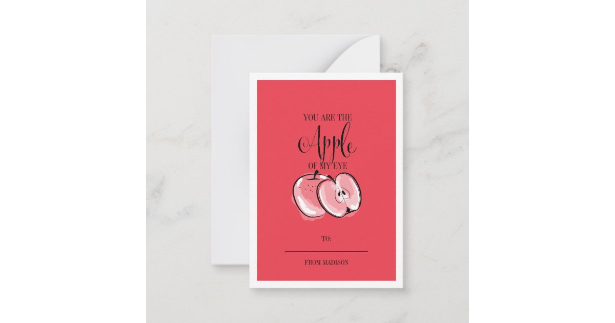 Funny Fruit Pun Apple Classroom Valentine Card | Zazzle