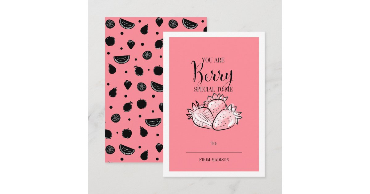Funny Fruit Pun Berry Classroom Valentine Card | Zazzle