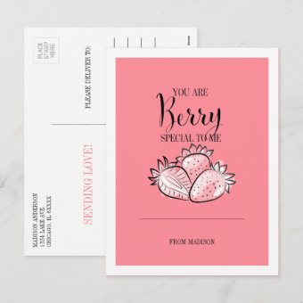 Funny Fruit Pun Berry Special Valentine Postcard | Zazzle