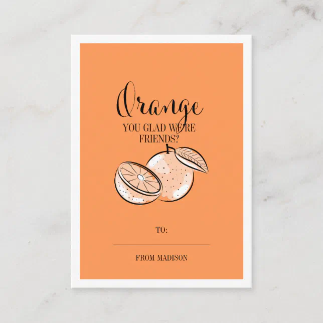 Funny Fruit Pun Orange Classroom Valentine Card | Zazzle